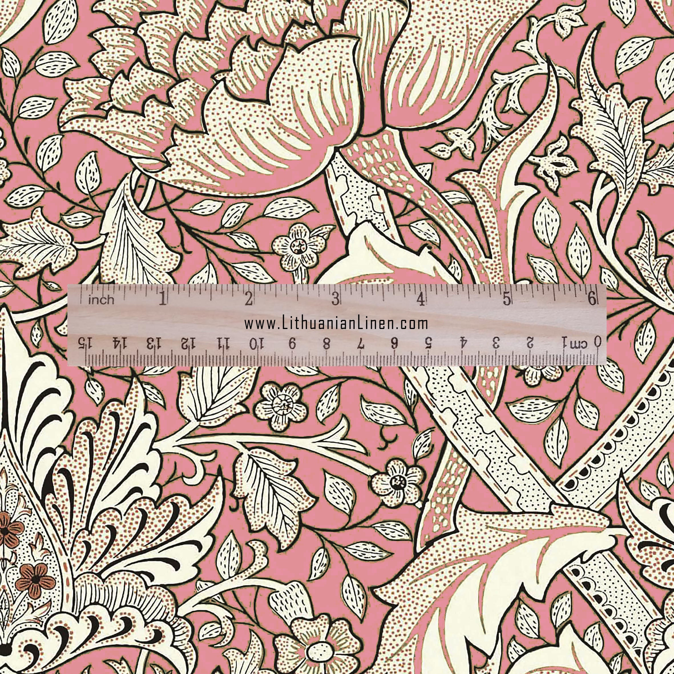 William Morris Windrush pink print on 100% LINEN - Victorian Art craft ...